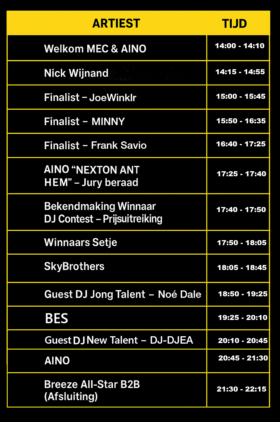 ADE DJ Contest 2025 Event Lineup Schedule